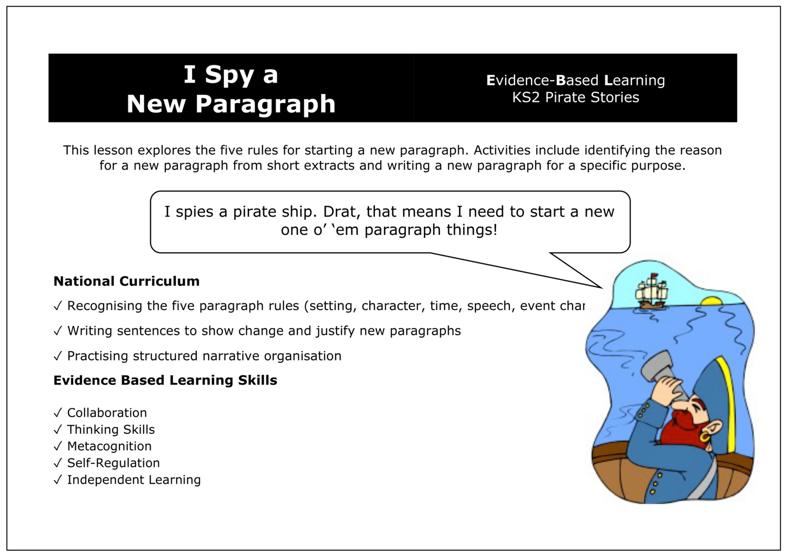Evidence Based Learning | Y5 I Spy a New Paragraph
