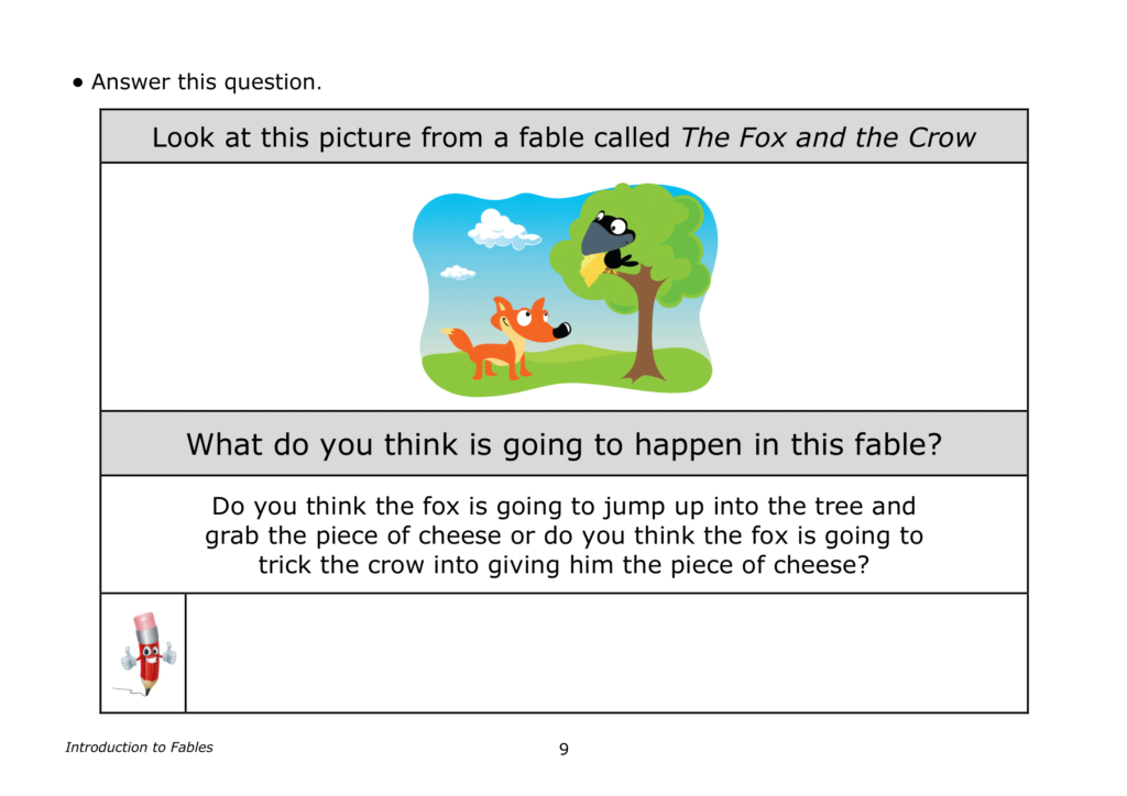 Learning about the features of fables.