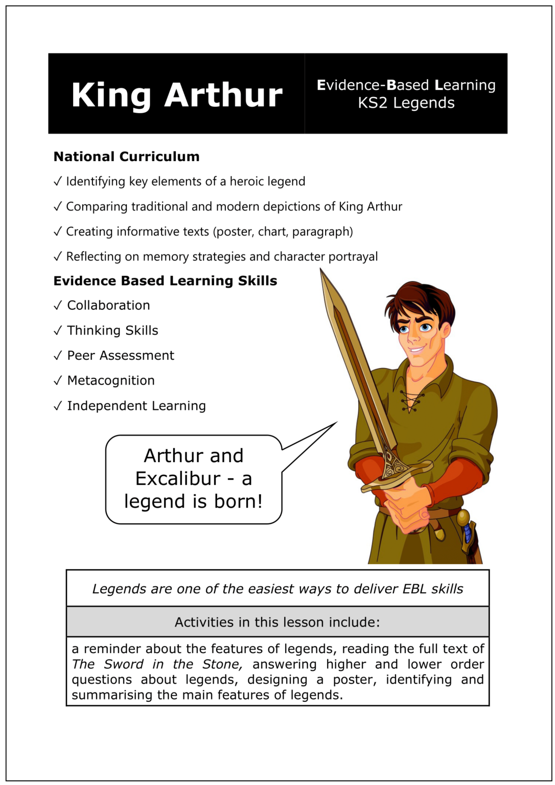 The Legend of King Arthur - Evidence Based Learning Lesson