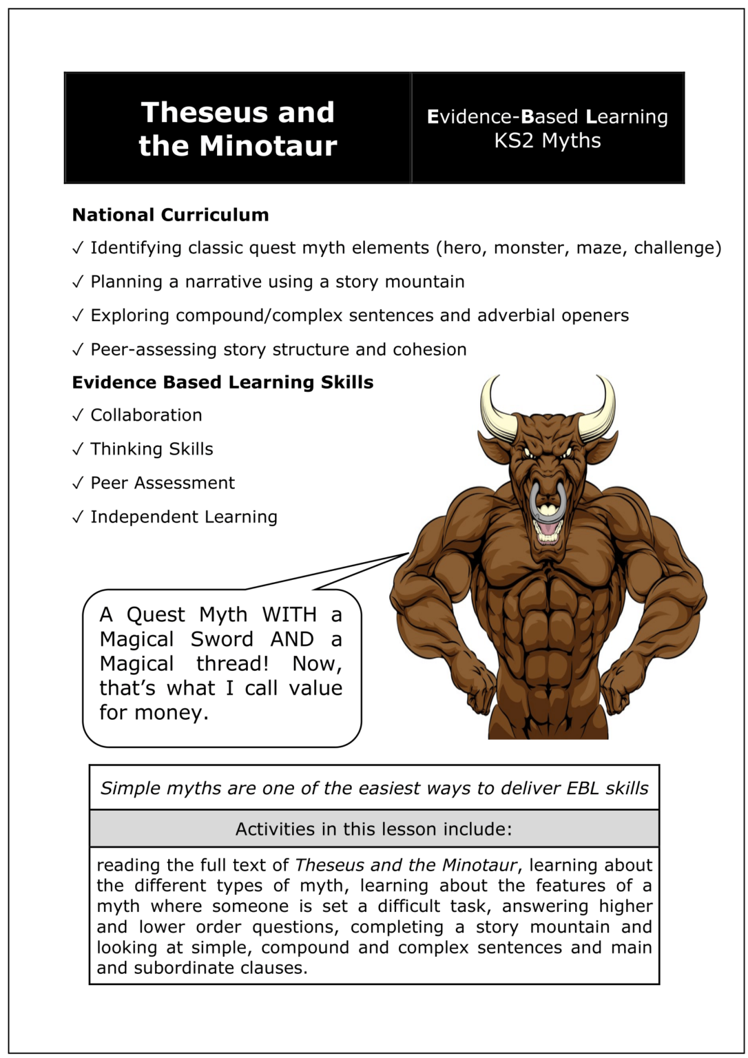 The different types of myth through Theseus and the Minotaur.